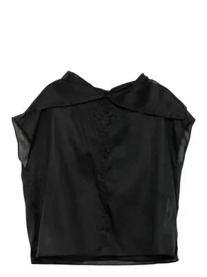 JIL SANDER Cotton Caped Top - Black