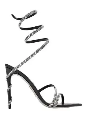 Rene Caovilla 105mm Spiral-strap Rhinestone-embellished Sandals - Black