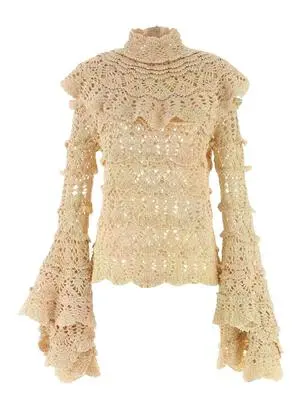 Zimmermann Crocheted Flounces Sweater - Neutrals