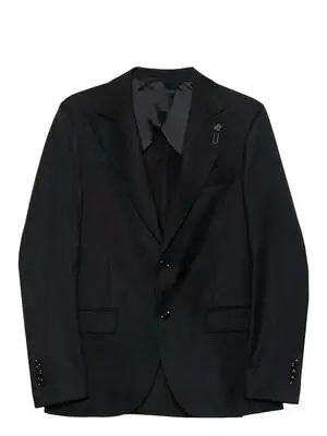 LARDINI Virgin Wool Single-breasted Suit - Black