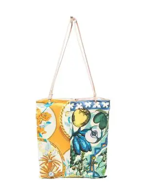 Manipuri Floral-print Tote Bag - Yellow