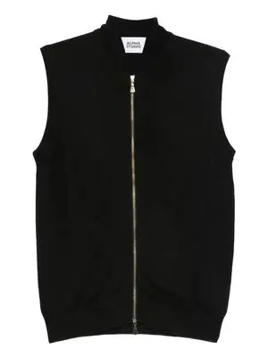 Alpha Studio Zip-up Vest - Black