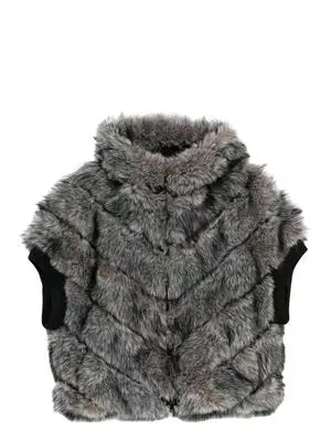BETTA CORRADI Chevron Faux Fur Coat - Grey