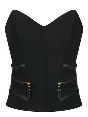 Elisabetta Franchi Zip Crepe Top - Black