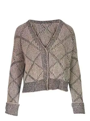 D.exterior Sequin Striped Cardigan - Neutrals