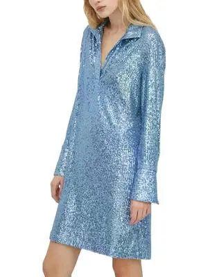 Day Birger Et Mikkelsen Sequin-embellished Mini Dress With Collar - Blue