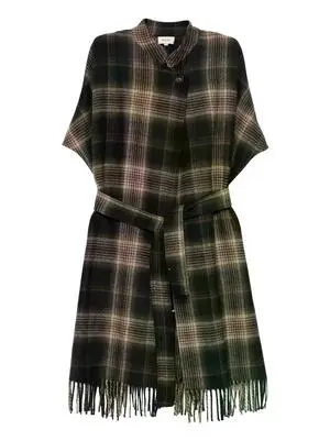 DIEGA Plaid Jacket With Belted Waist - Black