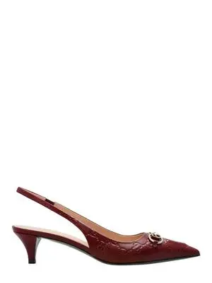 Gucci 45mm Horsebit Slingback Pumps - Red