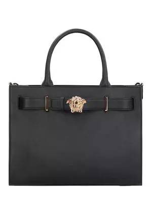 Versace Medusa Leather Tote Bag - Black