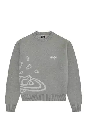 BROKEN PLANET Crew-neck Graphic Print Sweater - Grey