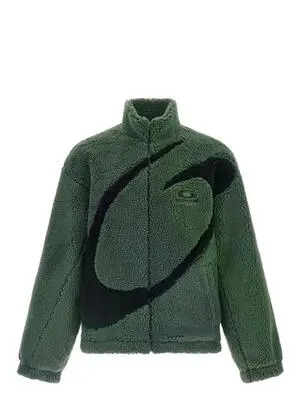 Balenciaga Logo-embroidered Sherpa Jacket - Green
