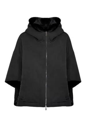 LOU ANDREA Hooded Reversible Cape - Black