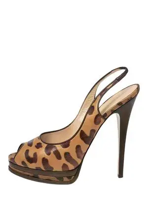 Casadei Leopard-print Slingback Sandals - Brown