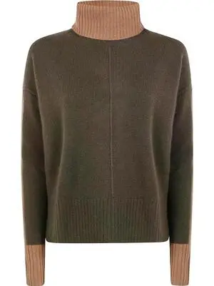 ABSOLUT CASHMERE Roll-neck Colour-block Sweater - Brown