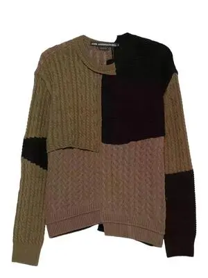 Andersson Bell Cable-knit Patchwork Sweater - Green