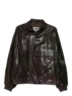 Emporio Armani Patch-pocket Leather Jacket - Brown