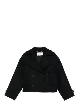 Maison Kitsuné Cropped Pea Coat - Black