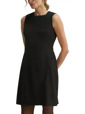 Dkny Beaded-trim Sleeveless Mini Dress - Black