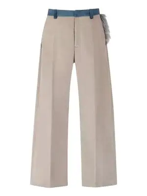 Marni Faux-fur-trimmed Velvet Trousers - Neutrals