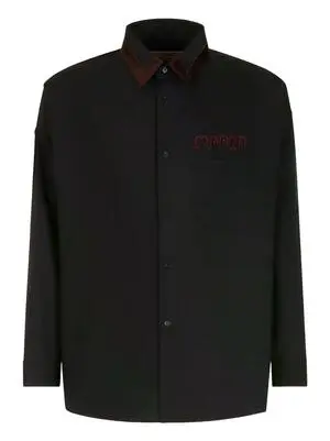 Marni Velvet-collared Logo Shirt - Black