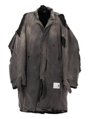 Mihara Yasuhiro Distressed Balmacaan Coat - Black