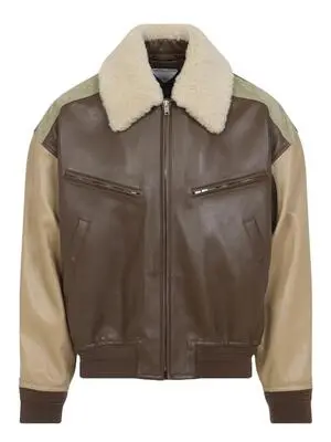 Bottega Veneta Leather Bomber Jacket - Brown