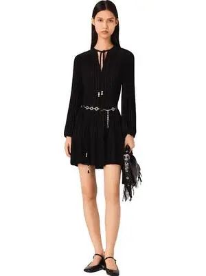 Maje Short Pleated Dress - Black