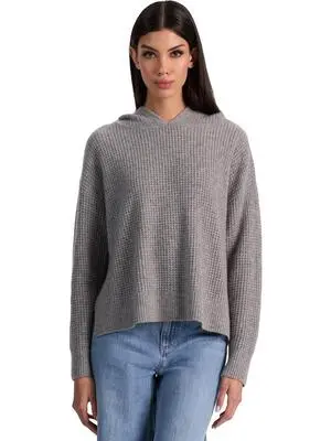 Alice + Olivia Emmanuelle Cashmere Waffle Knit Hoodie - Gray
