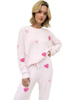 Splendid Multi-heart Fuzzy Sweater Pajama Set - Pink