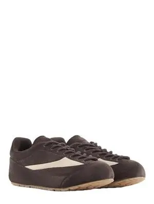 Emporio Armani Suede Sneakers With Micro-perforated Detailing - Natural