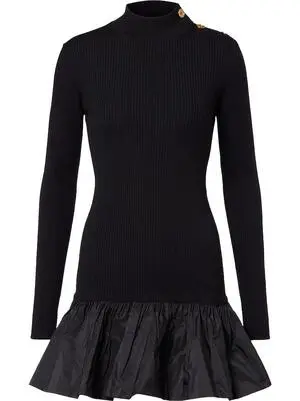PATOU Ruffled Wool Minidress - Black