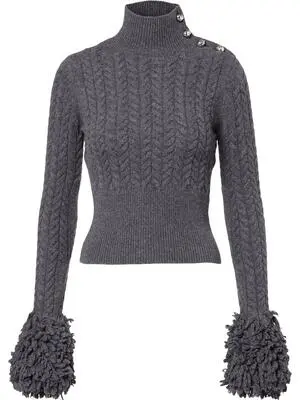 PATOU Cable-knit Wool And Cashmere Sweater - Grey