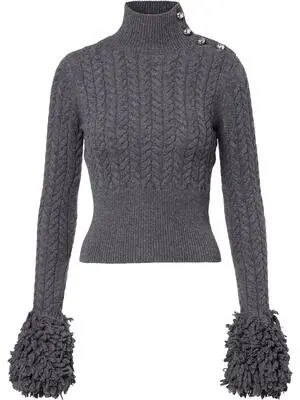 PATOU Cable-knit Wool And Cashmere Sweater - Grey