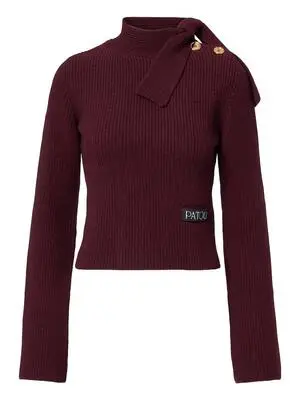 Patou Bow-detail Wool And Cashmere Sweater - Burgundy