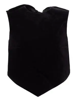 Patou Bow-detail Cotton-blend Velvet Crop Top - Black