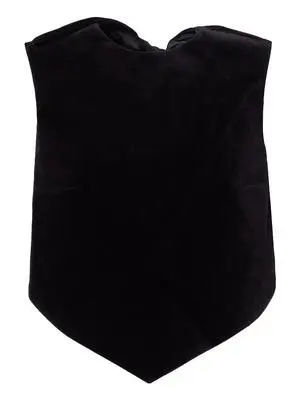 PATOU Bow-detail Cotton-blend Velvet Crop Top - Black