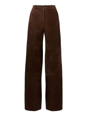 Vince Leather Straight Pants - Brown