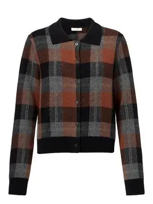 Vince Checked Cashmere Cardigan - Multicoloured