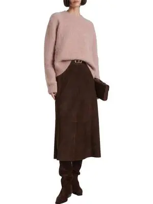 Vince Suede Midi Skirt - Brown