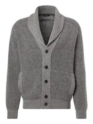 Zegna Waffle-knit Cashmere And Mohair Cardigan - Grey