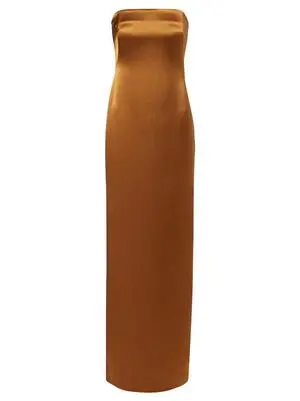 Galvan Satin Bustier Gown - Brown