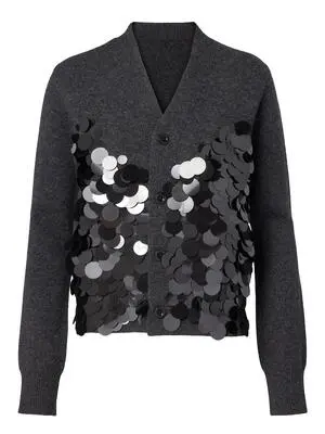Sacai Sequined Wool Cardigan - Black