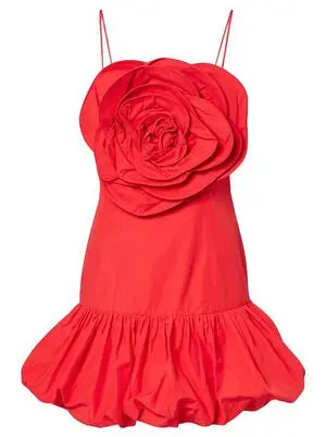 Farm Rio Floral-appliqué Balloon Minidress - Red