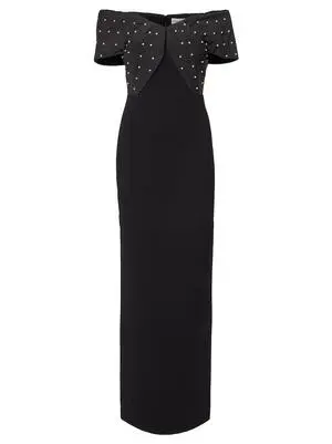 Rebecca Vallance Ederson Embellished Crêpe Bustier Gown - Black