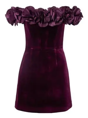 Rebecca Vallance Floral-appliqué Velvet Minidress - Purple