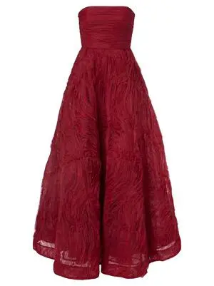 Rebecca Vallance Willow Mesh Bustier Gown - Burgundy