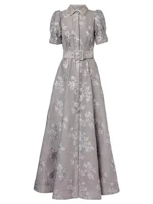 Rebecca Vallance Ruth Embellished Brocade Gown - Silver