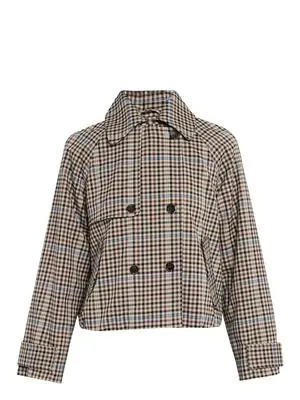 Rails Jett Cropped Check Trench Coat - Mocha Chec