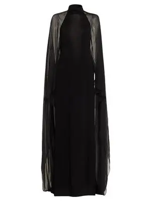 Ralph Lauren Tilly Cape-sleeve Gown - Black