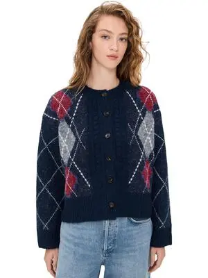 MOON RIVER Argyle Knit Cardigan